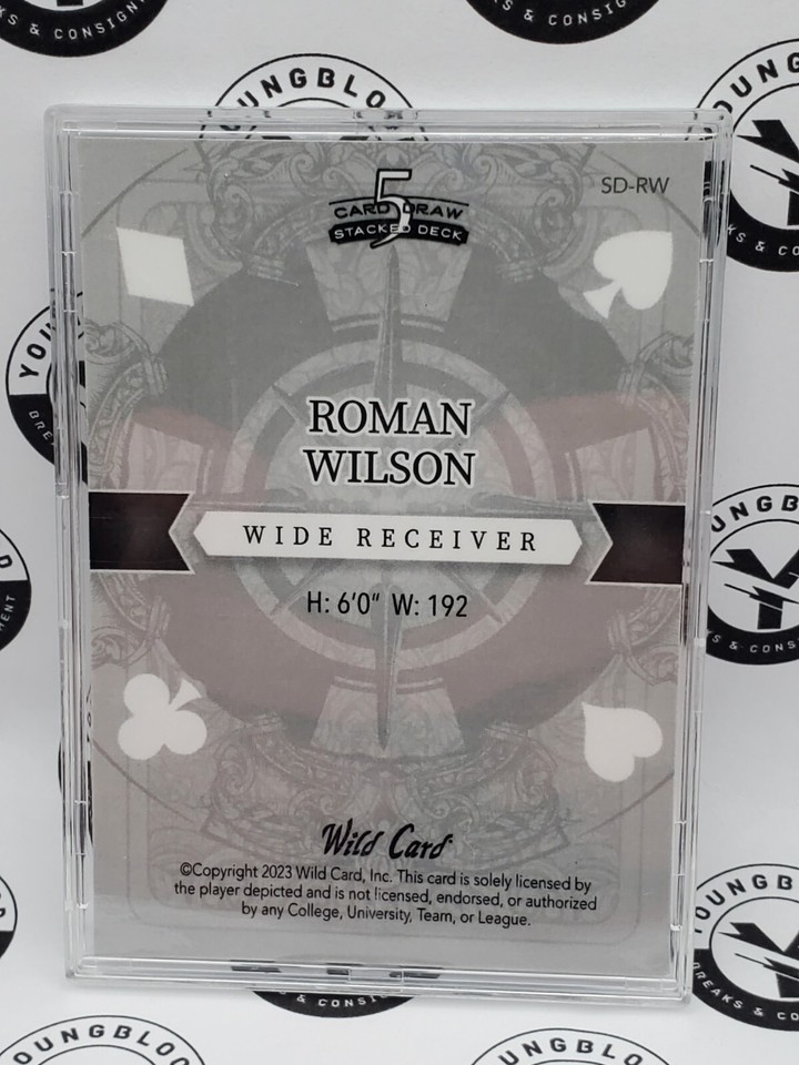2023 Wild Card Roman Wilson 5 Card Draw Stacked Deck 1/1 Black Mojo ...