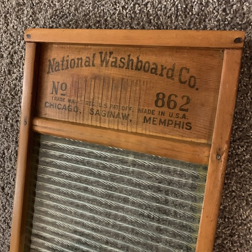 Antq National Washboard GLASS WASHER BOARD #862 Chicken~Chicago Saginaw ...
