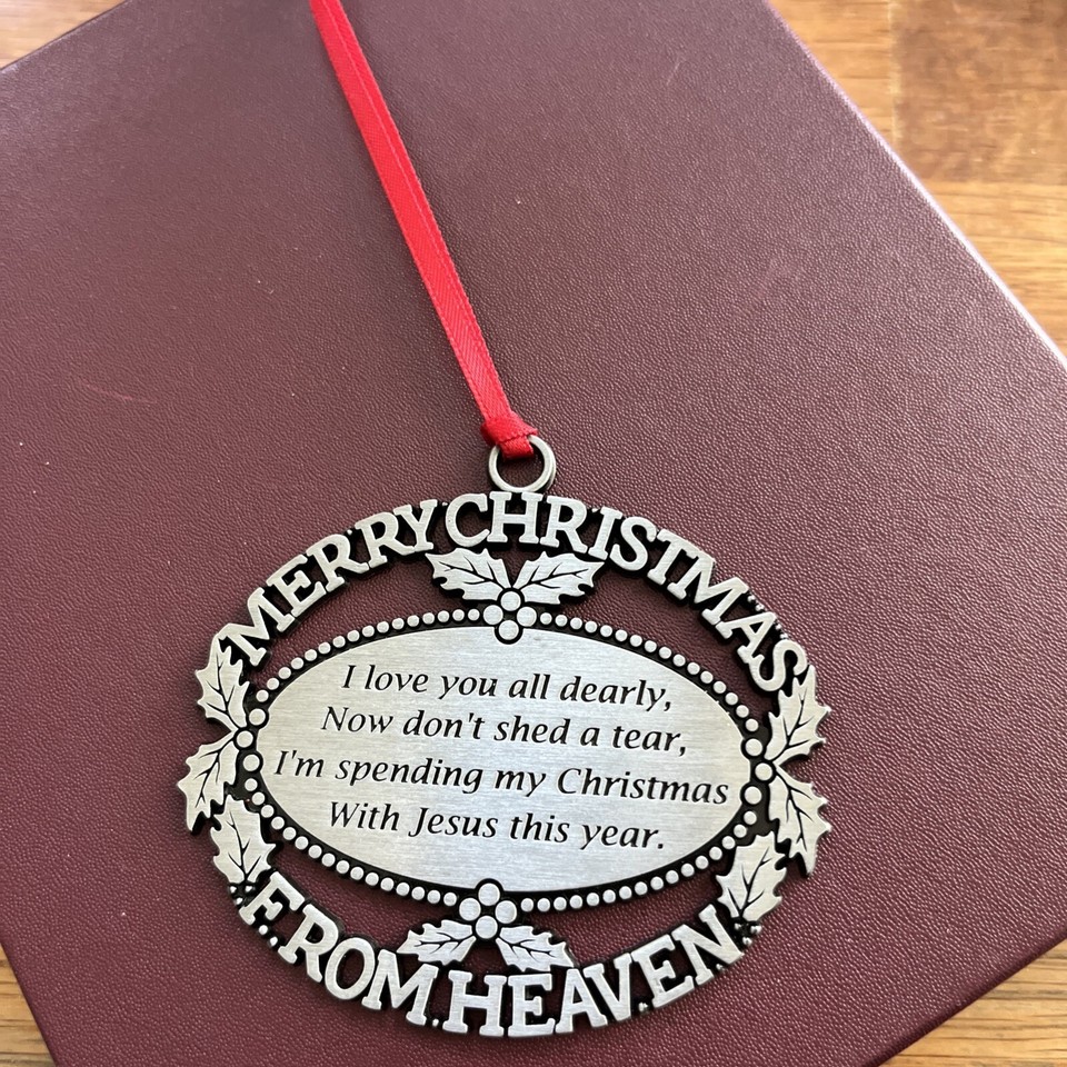 Merry Christmas From Heaven Ornament Metal 1989 John Mooney Jr. | eBay