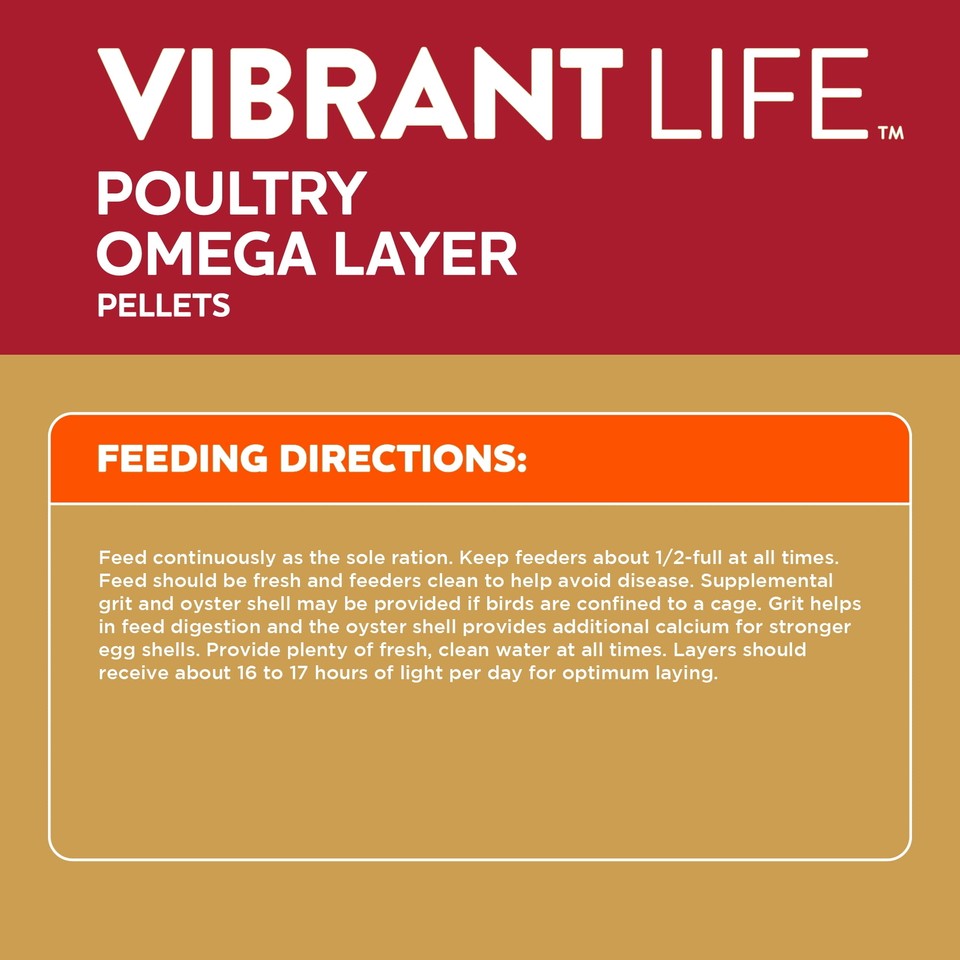 Vibrant Life Poultry Omega Layer Pellets 40 lb Bag | eBay