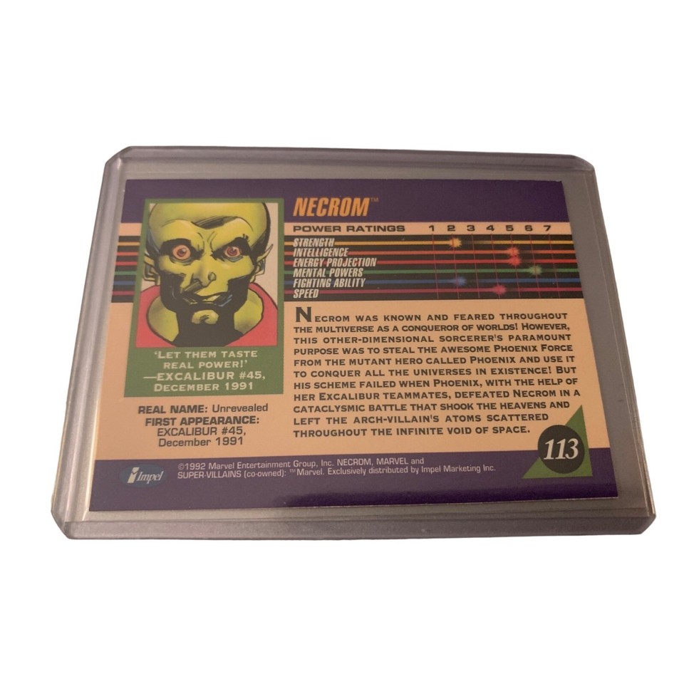 Marvel 1992 - Necrom #113 - Impel Marvel Universe Series 3 Trading Card ...