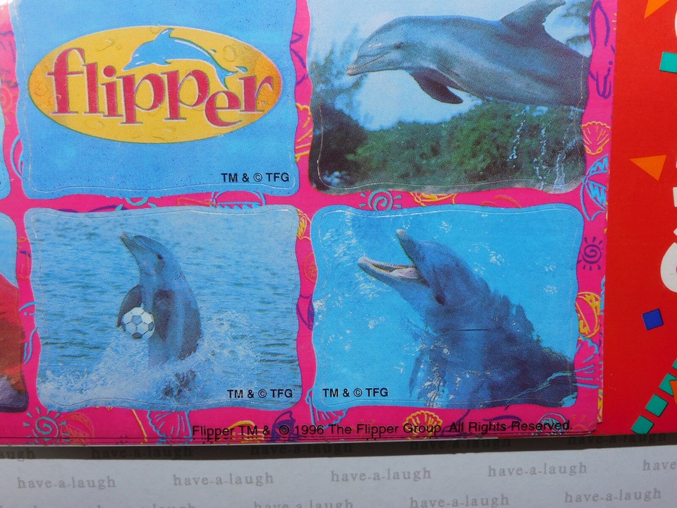 Vintage 1996 Gibson Greeting Movie Sticker Sheet Set FLIPPER Dolphin ...