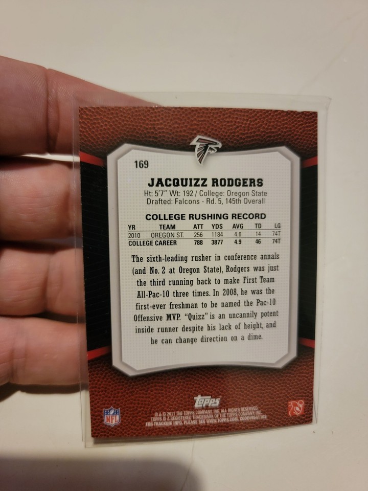 Topps 2011 RR Football Card RC Jacquizz Rodgers Falcons OSU Beavers 169 ...