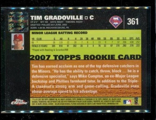 Tim Gradoville 2007 Topps Chrome Auto #361 Philadelphia Phillies ...