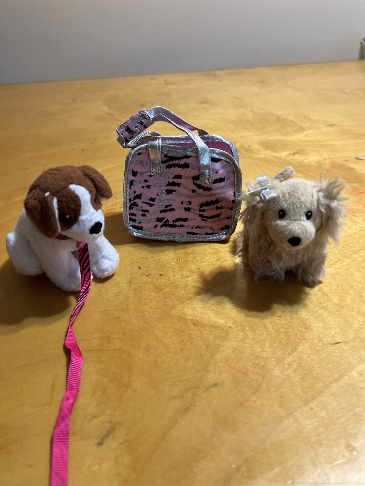 Pucci Pups Stuffed Shaggy Pet Dog & Pink Carrier Purse Zip Battat bb4 ...