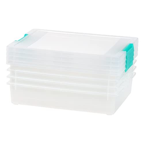 USA 6 Quart Large Clip Box, 4 Pack, Clear Plastic Storage Container ...