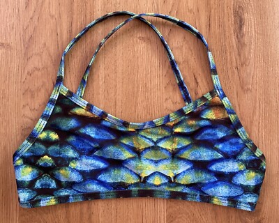 JOLYN Mertail Adrian Small Fixed Back Bikini Top Mermaid Scales Green ...