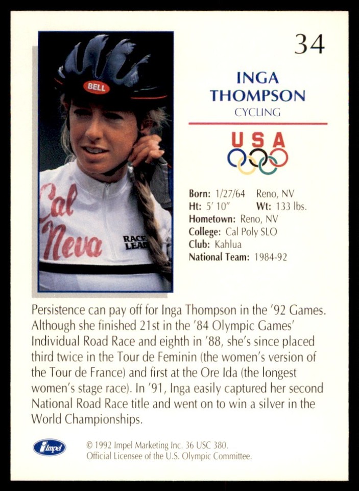 1992 IMPEL U.S. OLYMPICARDS INGA THOMPSON USA #34 | eBay