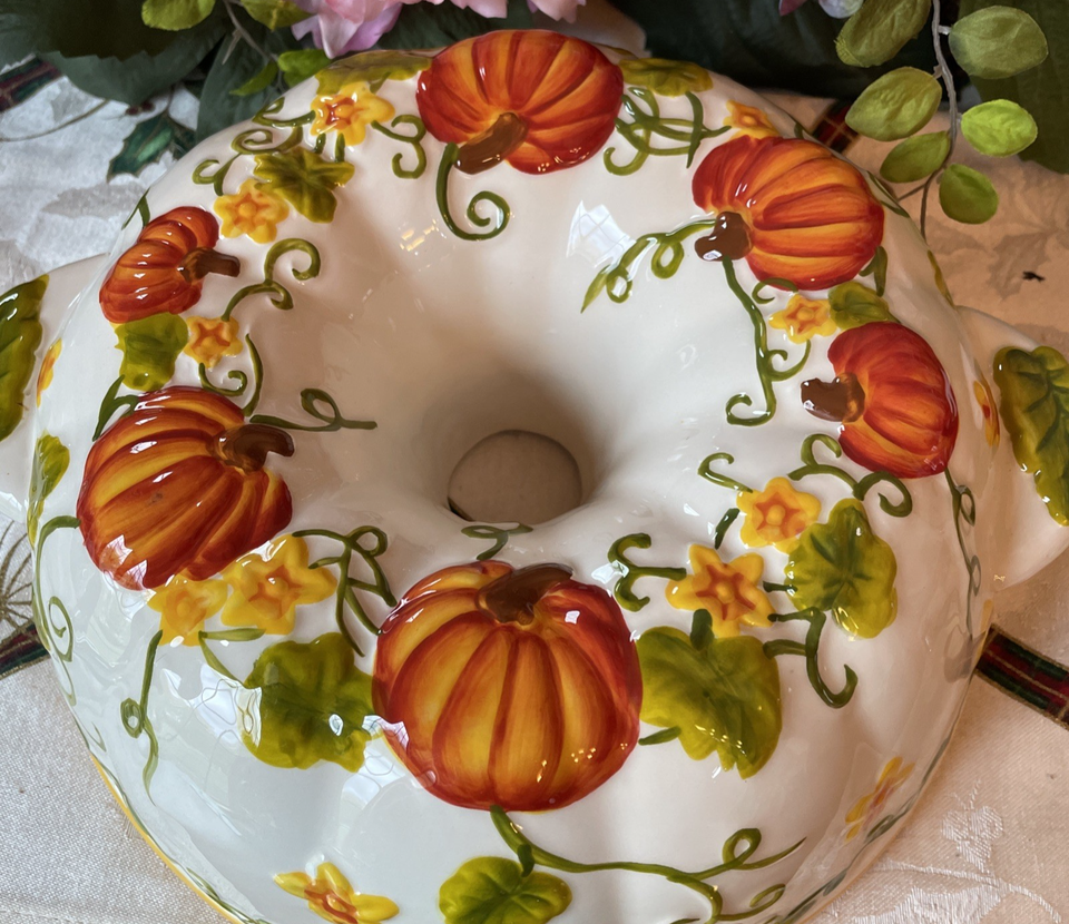 Temptations Thanksgiving Tara Autumn Fall Pumpkin Round Bundt Cake Pan ...