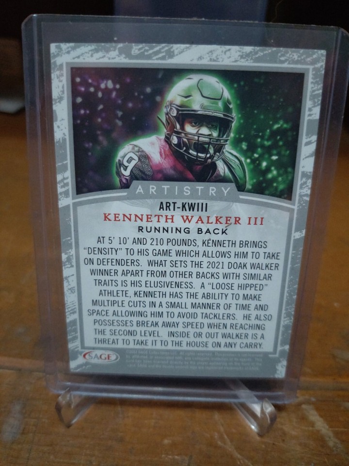 Kenneth Walker III 2022 Sage Artistry card #ART-KWIII Michigan State ...