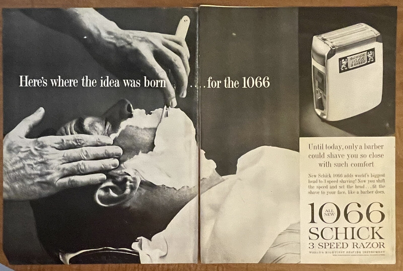 1960 Schick 1066 3 Speed Razor Shift Shave Barber Shaving 2-Pg Vintage ...