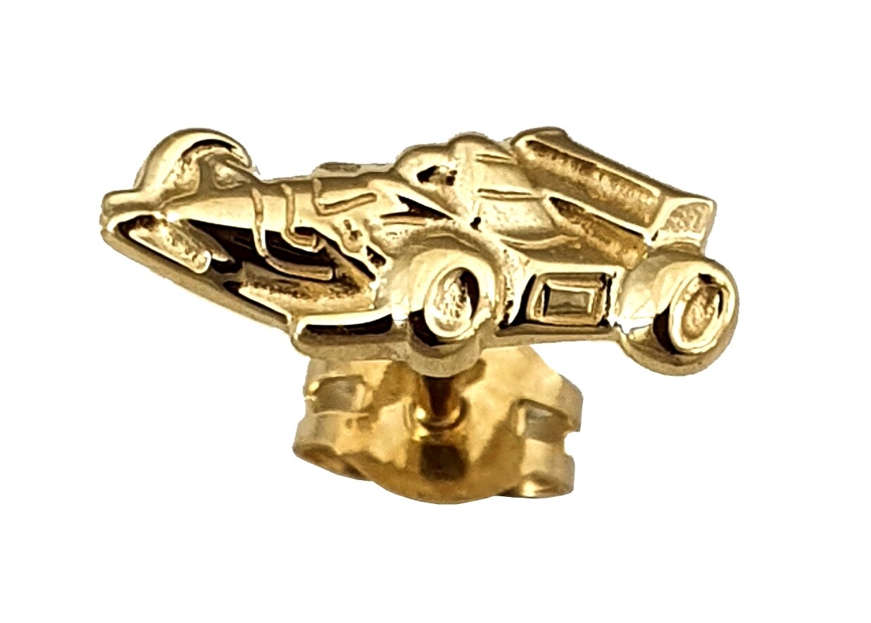 Men's Earring Gold 585 Formula 1 Race Car Stud Earrings 14 Karat for ...