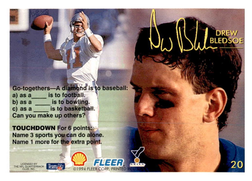 1994 Fleer Shell FACT Drew Bledsoe 20 | eBay