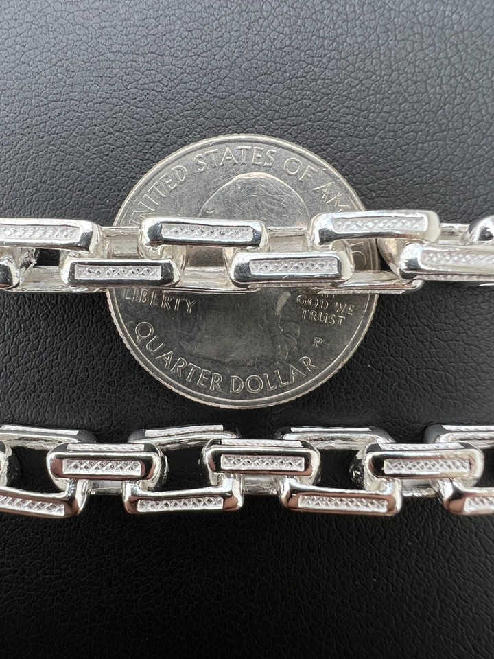 925 Sterling Silver 7.5mm Triangle Rolo Hermes Link Chain Necklace Or ...