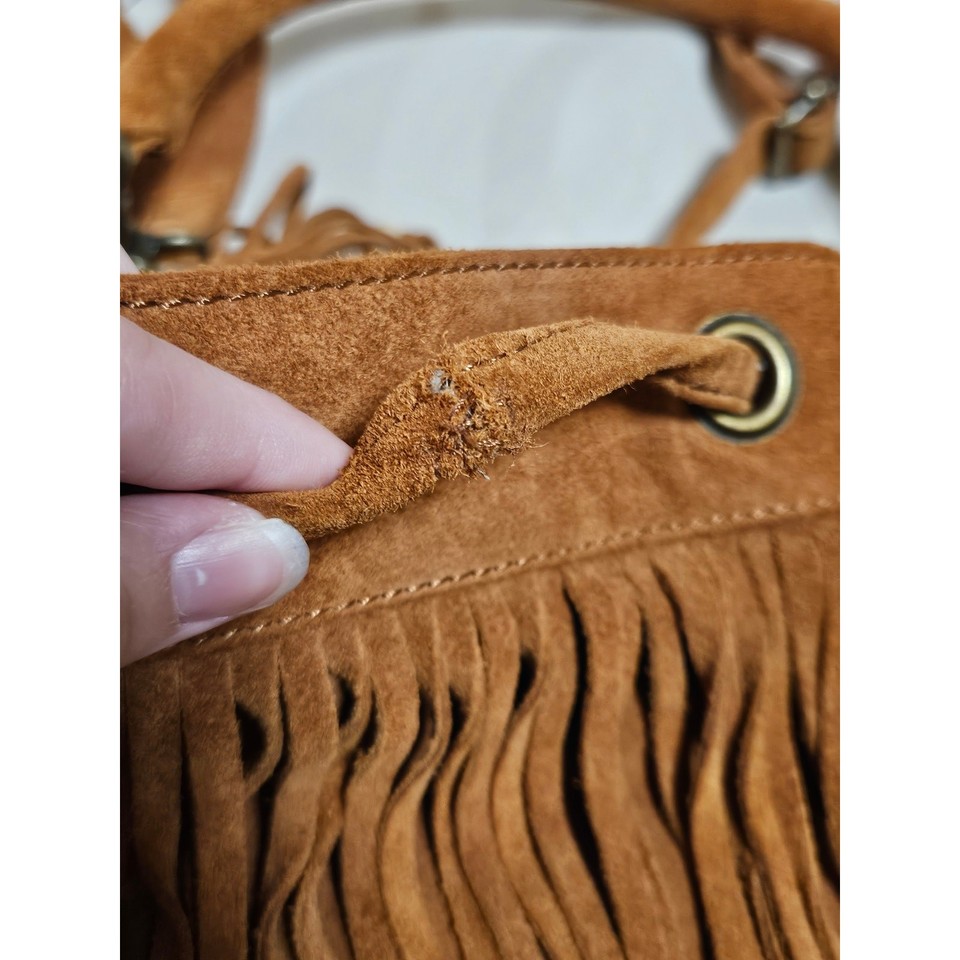 FRYE & CO western fringe leather purse bag pockets brown | eBay