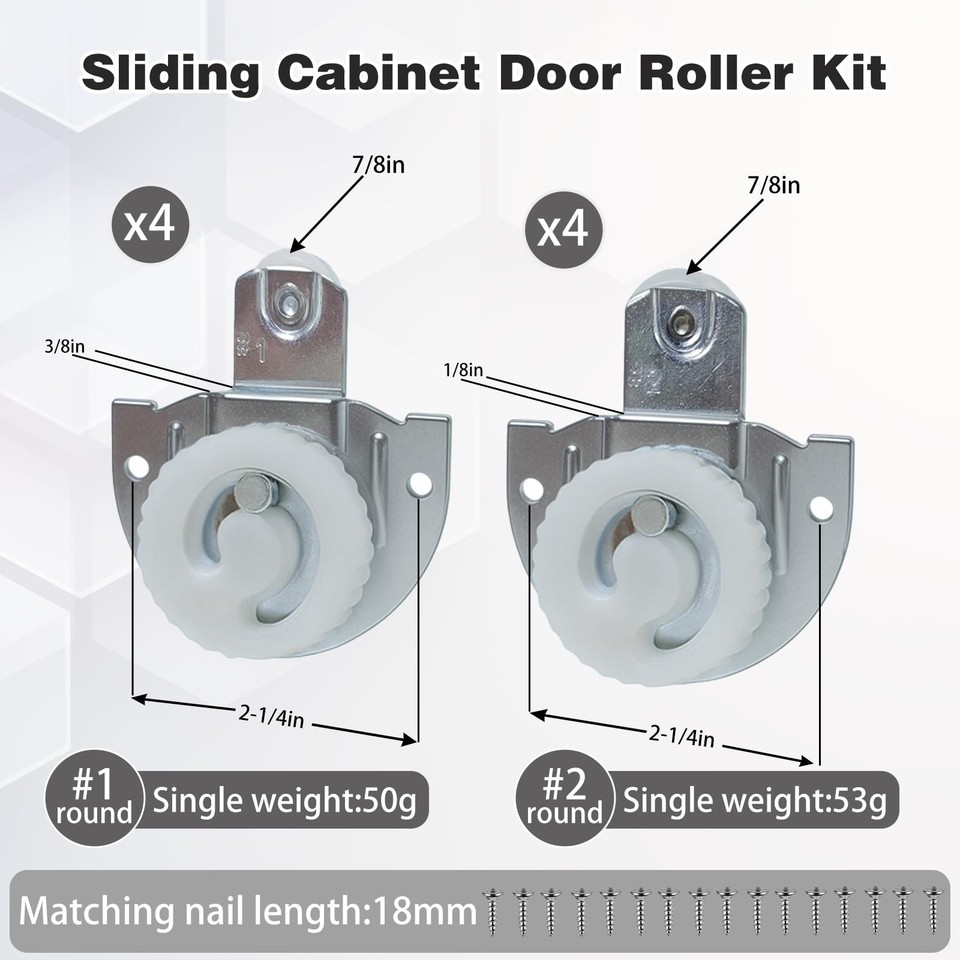 8 Piece Sliding Closet Door Hardware Rollers, Sliding Door Roller ...
