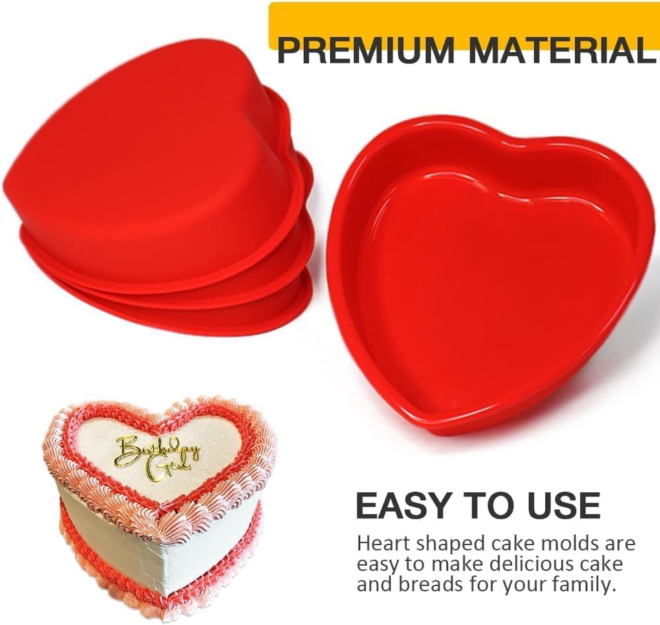 Silicone Cake Pan, 4 Inch Heart Shaped Silicone Baking Pan, Easy to ...