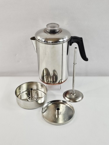 Revere Stainless Copper Bottom Coffee Pot Percolator Stovetop 10 Cup ...