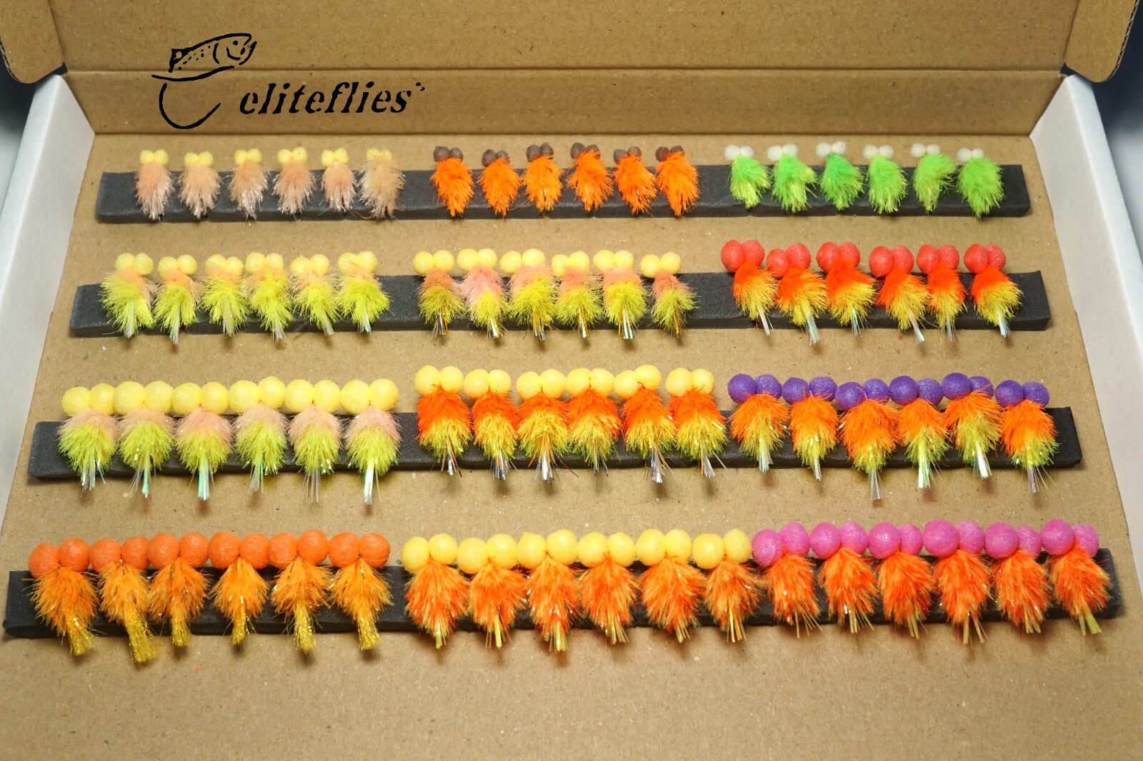72 Barbless Two tone Blob Booby / Pseudo Lures Set fly fishing flies ...