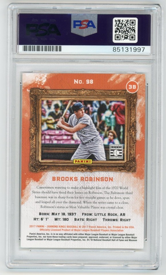 BROOKS ROBINSON Signed 2017 Panini Diamond Kings Baseball Card #98 ...