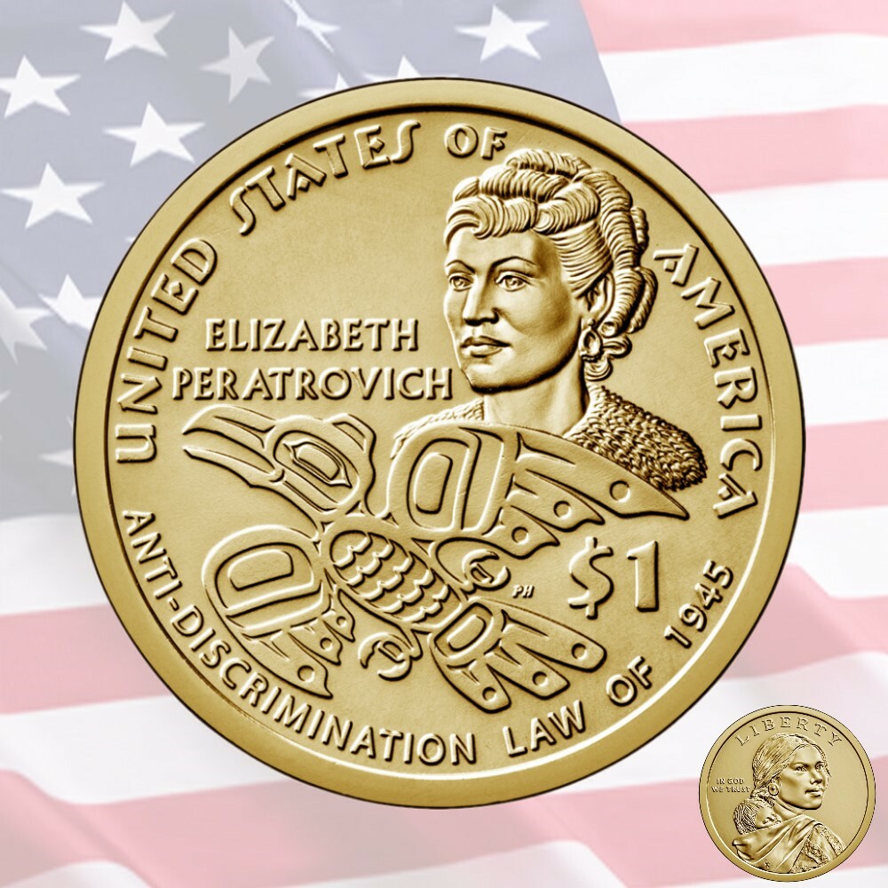 2020 US $1 Dollar coin, Native American, ANTI-DISCRIMINATION LAW, UNC ...