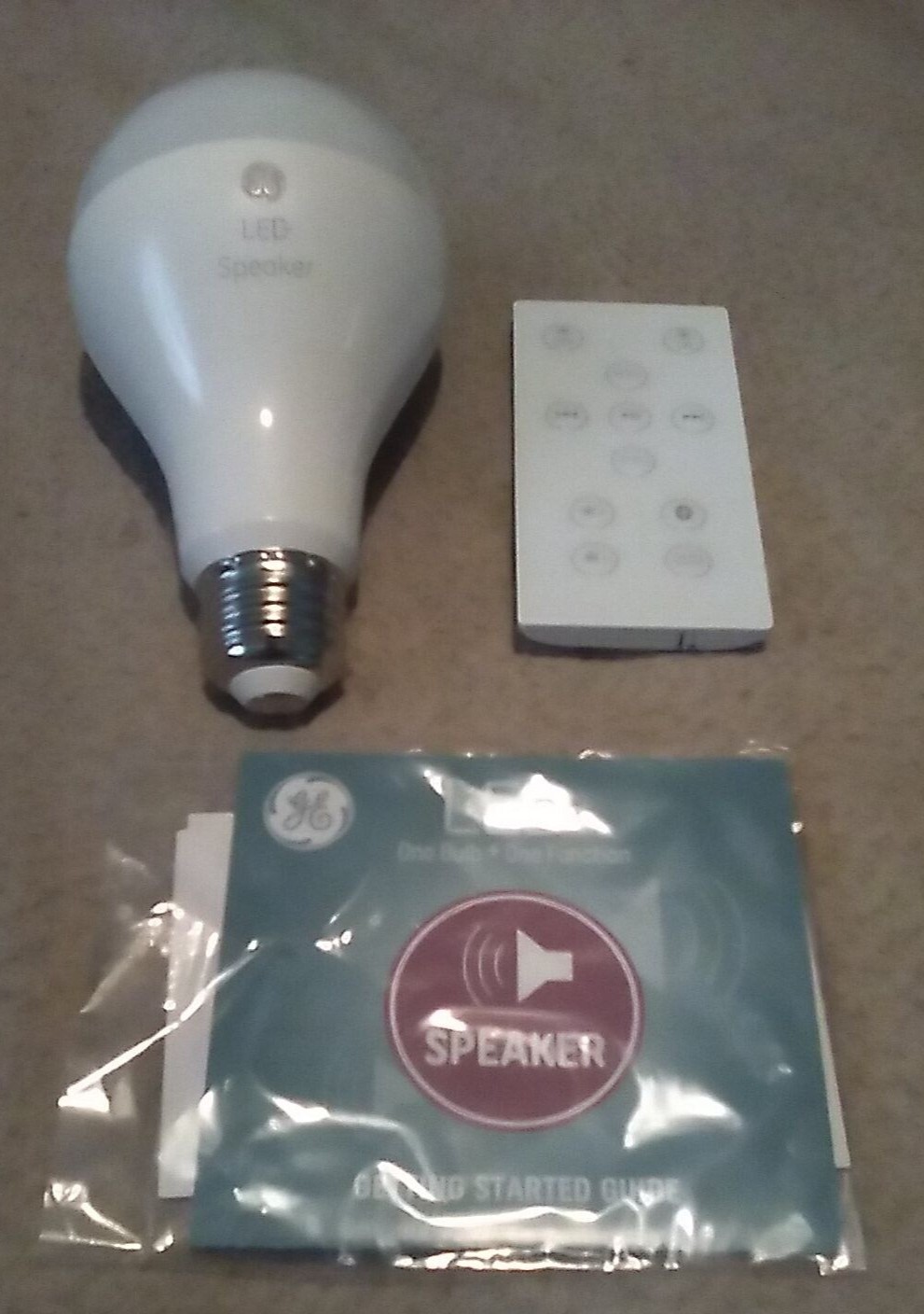 GE 60w Speaker LED Light Bulb, with Bluetooth remote A21, 9 Watt Open ...
