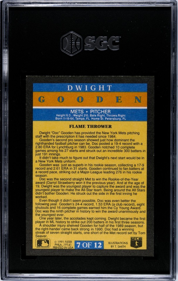 1991 FLEER PRO-VISION #7 DWIGHT GOODEN METS PSA 9 Extremely low POP of ...