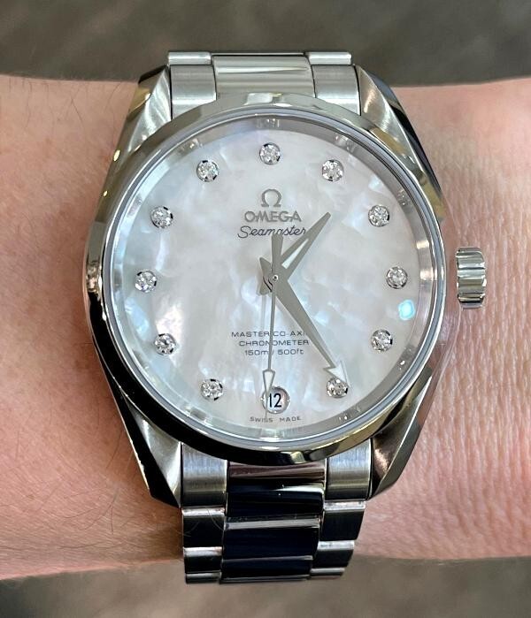 OMEGA Seamaster Aqua Terra 150M Pearl/Diamond Dial 38.5mm | eBay