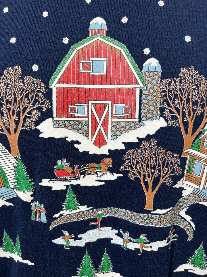 Endless Design Christmas Theme 3D Design Long Sleeve Sweater Womens SZ ...