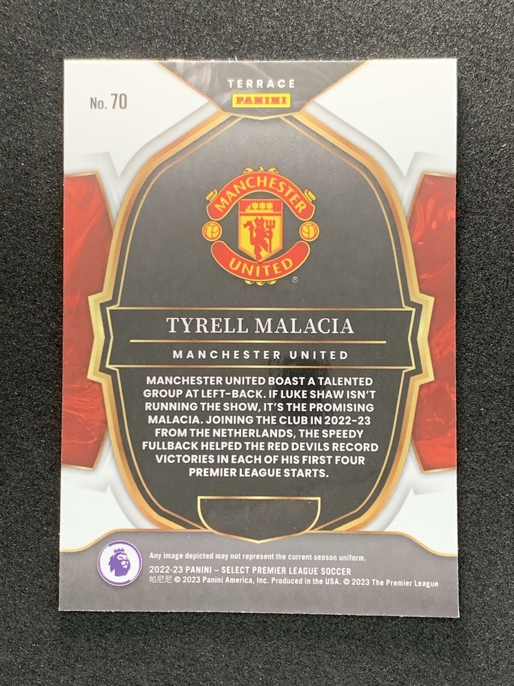 2022-23 Panini Select EPL Tyrell Malacia RC Terrace Base #70 Manchester ...