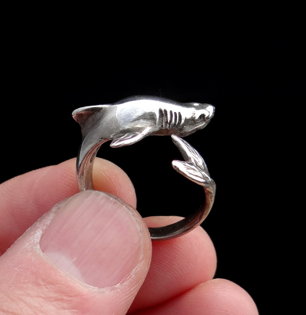 Shark Ring, Sterling Silver Shark Ring Nautical, Nautical Ring ...
