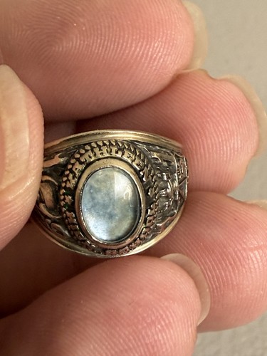 10K WHITE GOLD CLASS Ring Kathleen HIGH SCHOOL Red Devils Herff Jones 6 ...