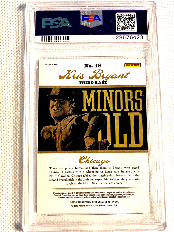 PSA 10 GEM MINT 2013 KRIS BRYANT MINORS GOLD PRIZM DRAFT PICK ROOKIE RC ...