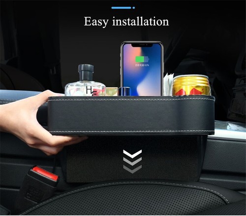 Car Right Side Seat Gap Catcher Filler Storage Box Pocket Organizer USB ...