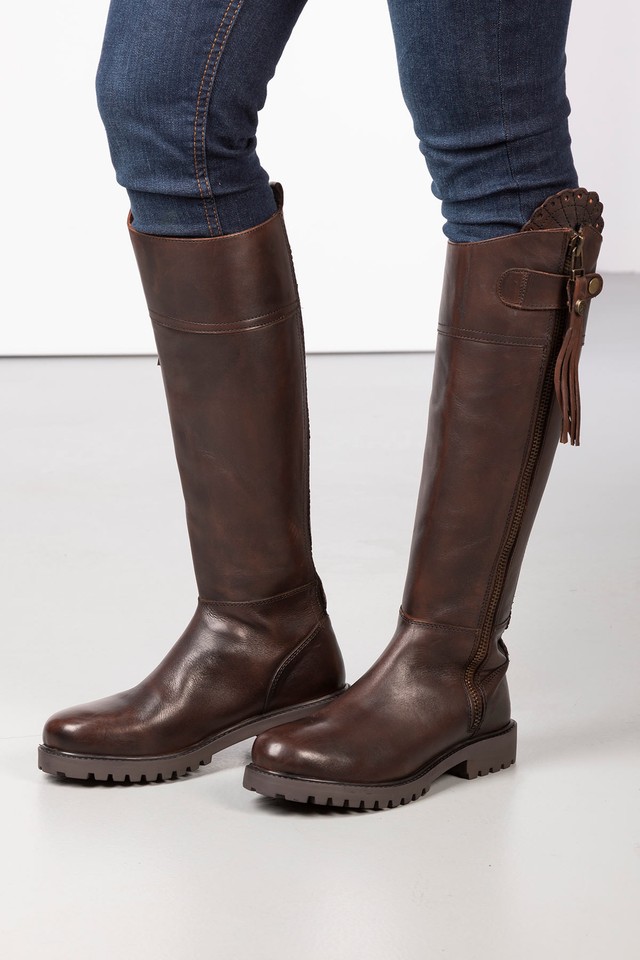 Ladies Tall Leather Country Boot Women's Full Zip Spanish Riding Boot ...
