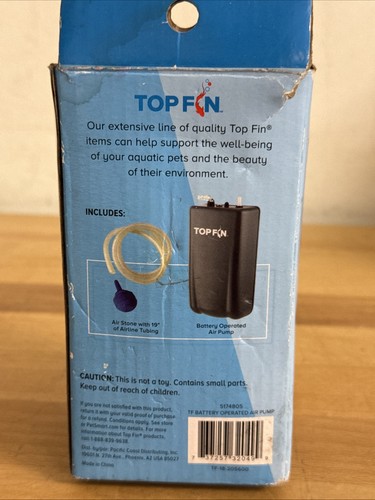 1 Top Fin Battery Operated Air Pump 30 Gallon Aquarium Backup Portable ...