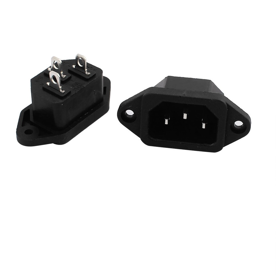 2Pcs AC250V 10A Male 3 Terminals Panel Mount C14 Power Plug Adapter ...