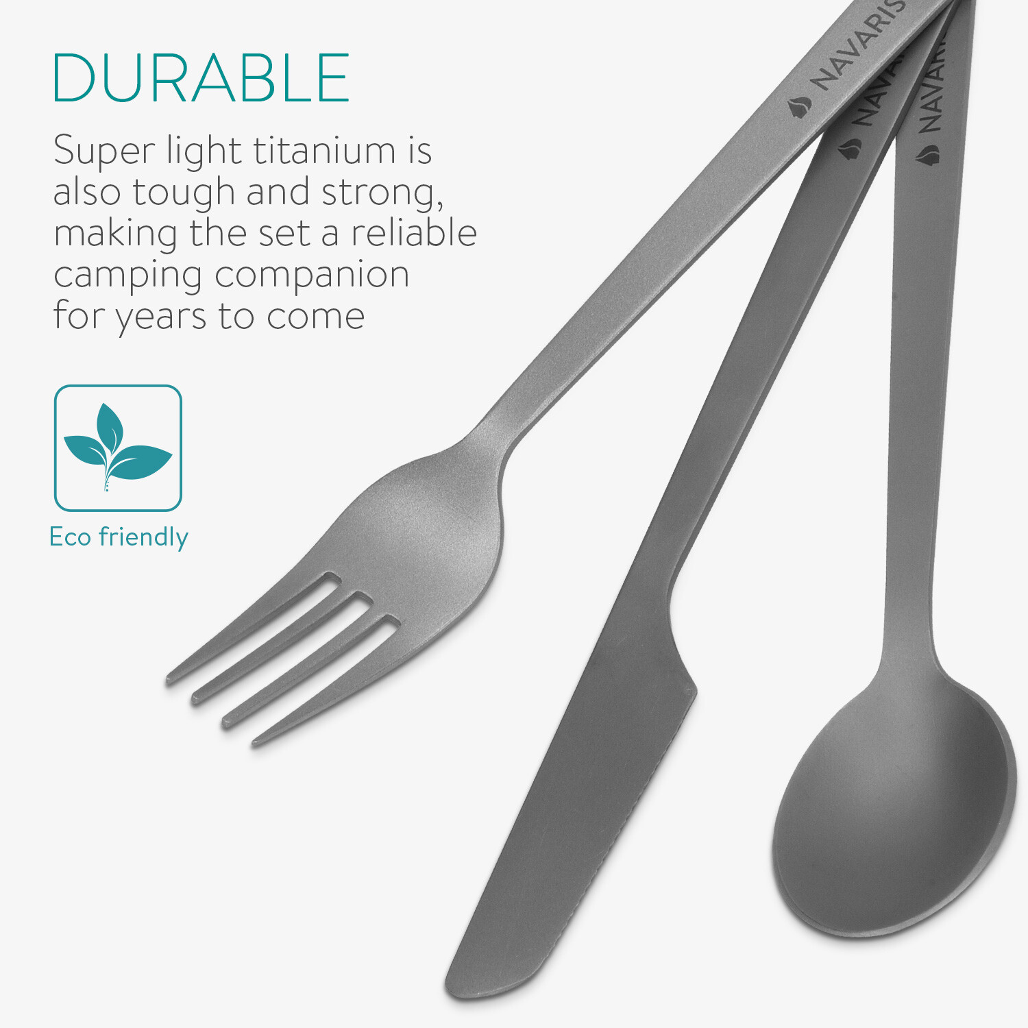 Titanium Lightweight Camping Cutlery Set for One with Carabiner and ...
