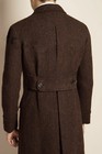 Dark Brown Solid Long Coat Double-breasted With Back Belt Men Formal ...