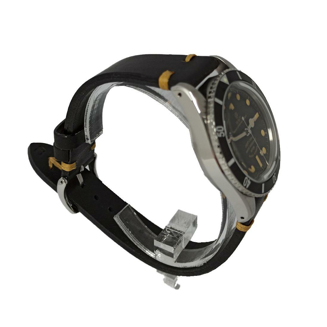 Walter Mitt Sea Diver Vintage Steel Automatic Black Leather Men's Watch ...