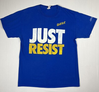 DARE D.A.R.E. Just Resist Blue T-Shirt MEDIUM Fruit Of The Loom | eBay