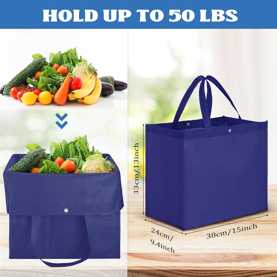 60 Pcs Reusable Grocery Bags Bulk Large Foldable Shopping Tote Bags Non ...