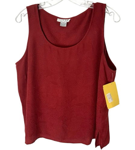 Citron Santa Monica Silk Top Size XL Sleeveless Textured Red Burgundy ...
