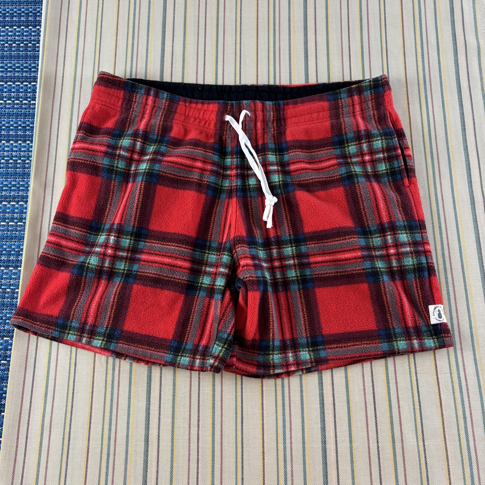 Chubbies Shorts Mens XL Red Plaid Fleece Lounge Drawstring Waist Cozy ...