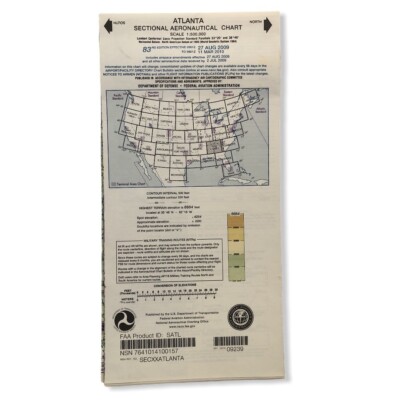 NOAA FAA 2009 Atlanta 82nd Edition VFR Folded Sectional Aeronautical ...