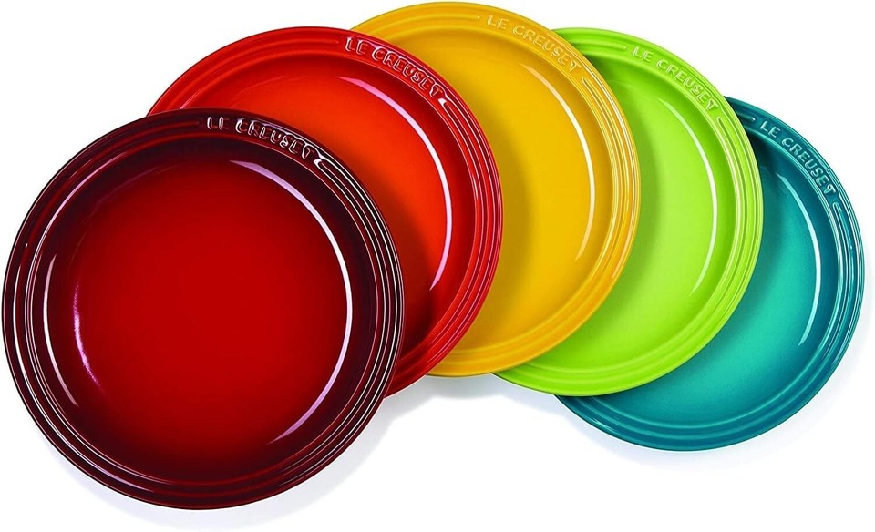 Le Creuset Deep plate round dish 20 cm & Plate 23cm Set 5 Rainbow New ...