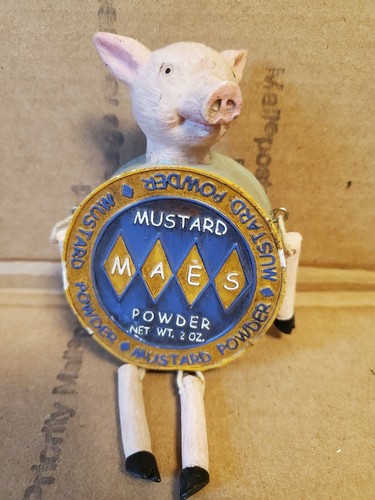 Vtg 2004 WMG Shelf Sitter Pig Maes Mustard Powder Resin Figurine ...