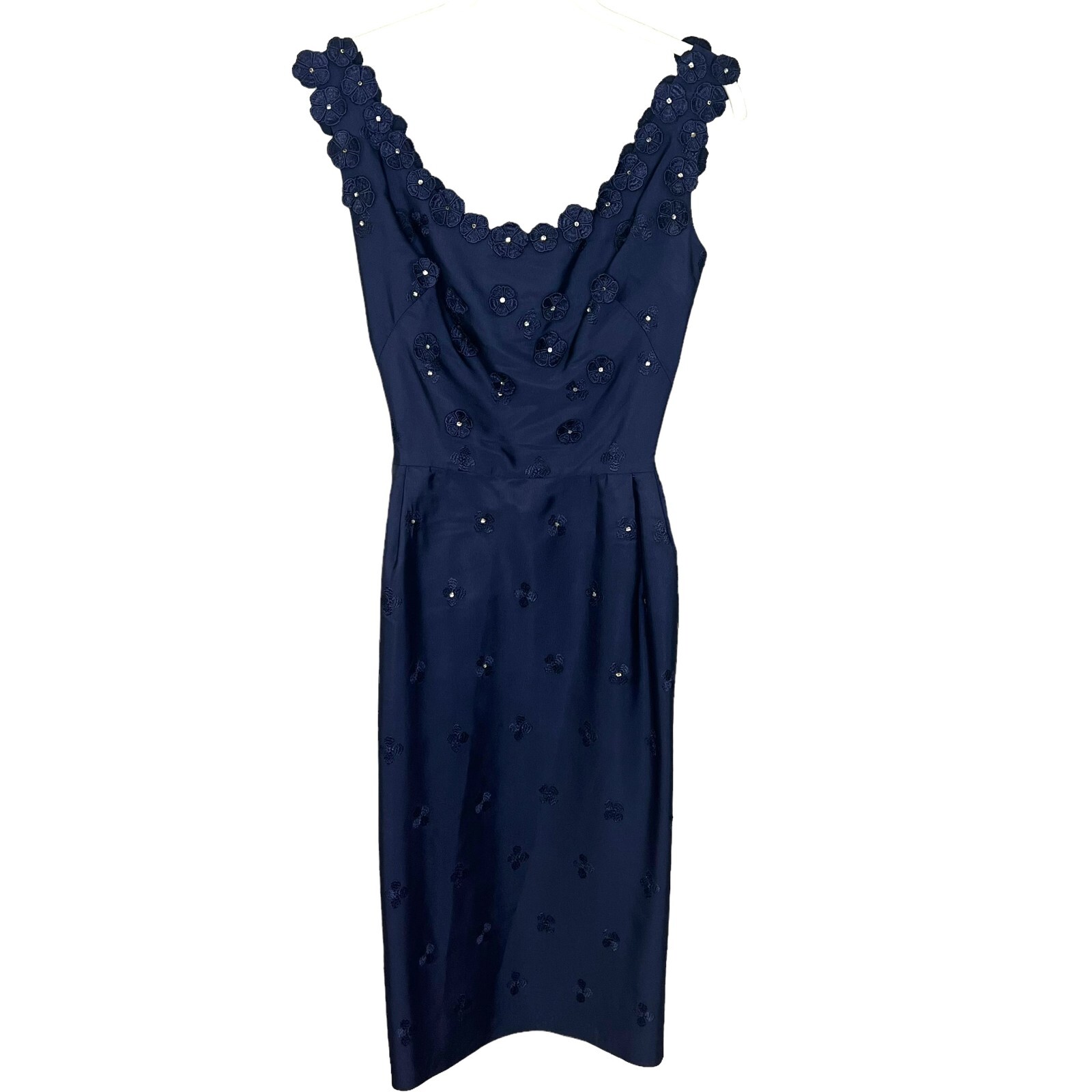 Vintage 1950's Mitzi Morgan Dress Navy Blue with Crys… - Gem
