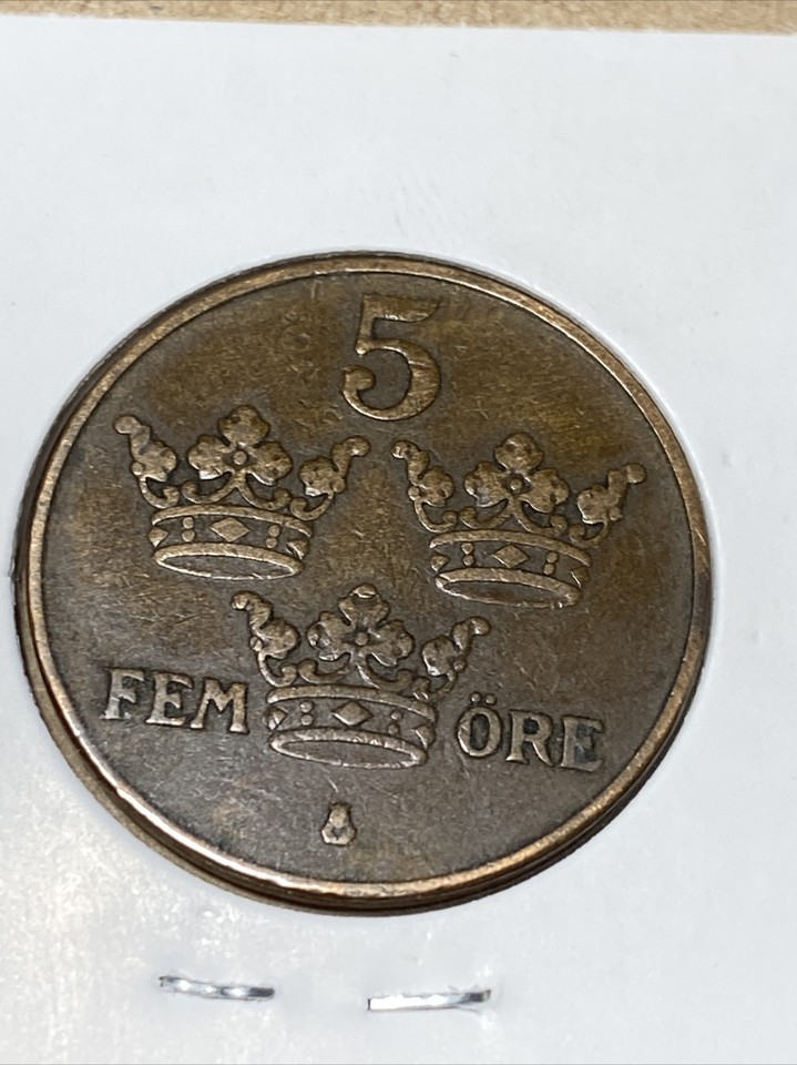 1925 Sweden Five Fem Ore. Free Shipping | eBay