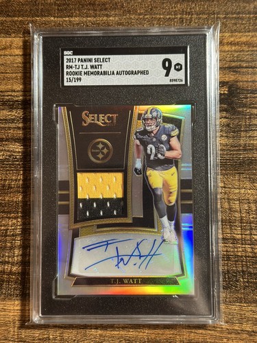 2017 Panini Select TJ Watt Prizm Rookie Patch Auto 15/199 SGC 9 ...